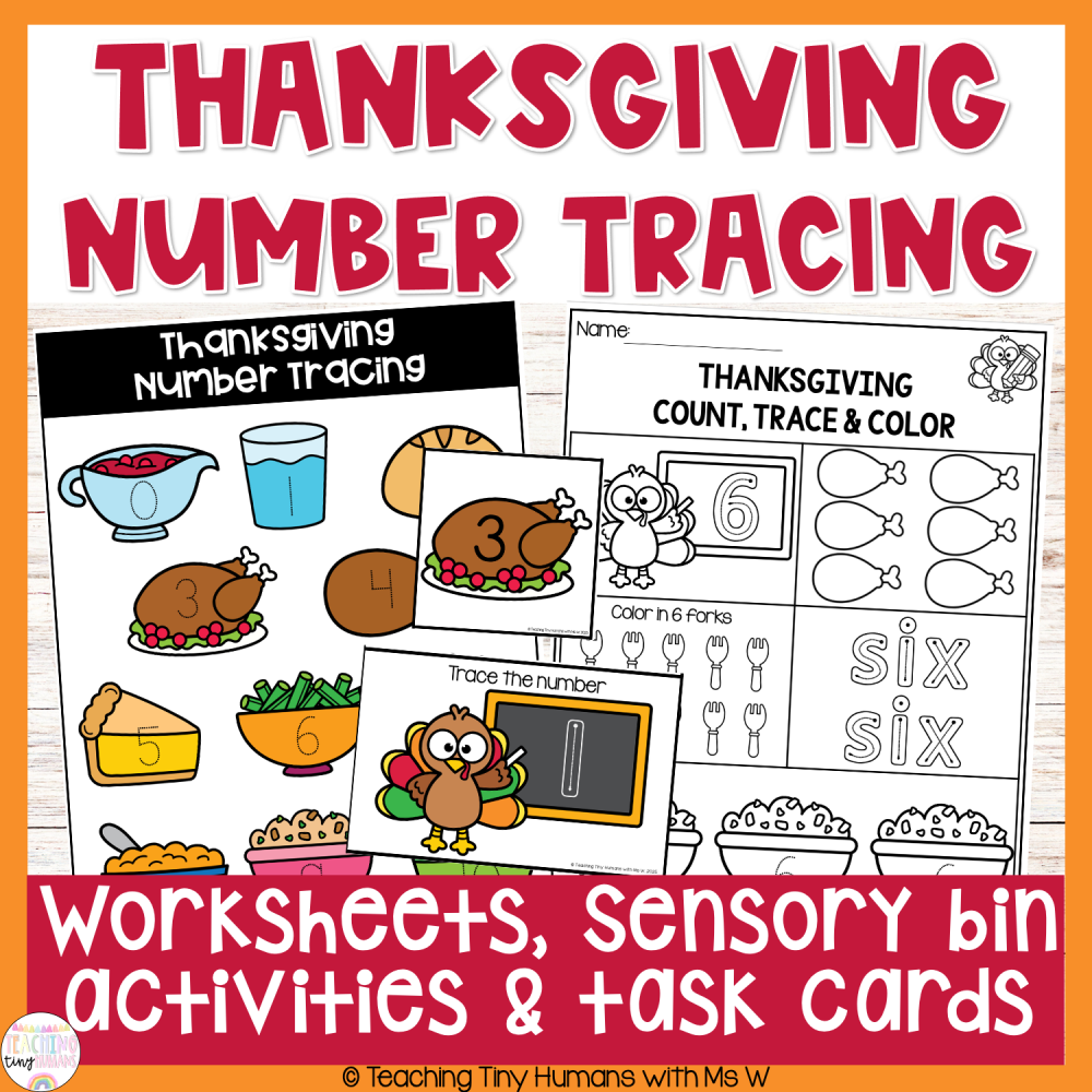 Printable Thanksgiving Number Tracing Worksheets